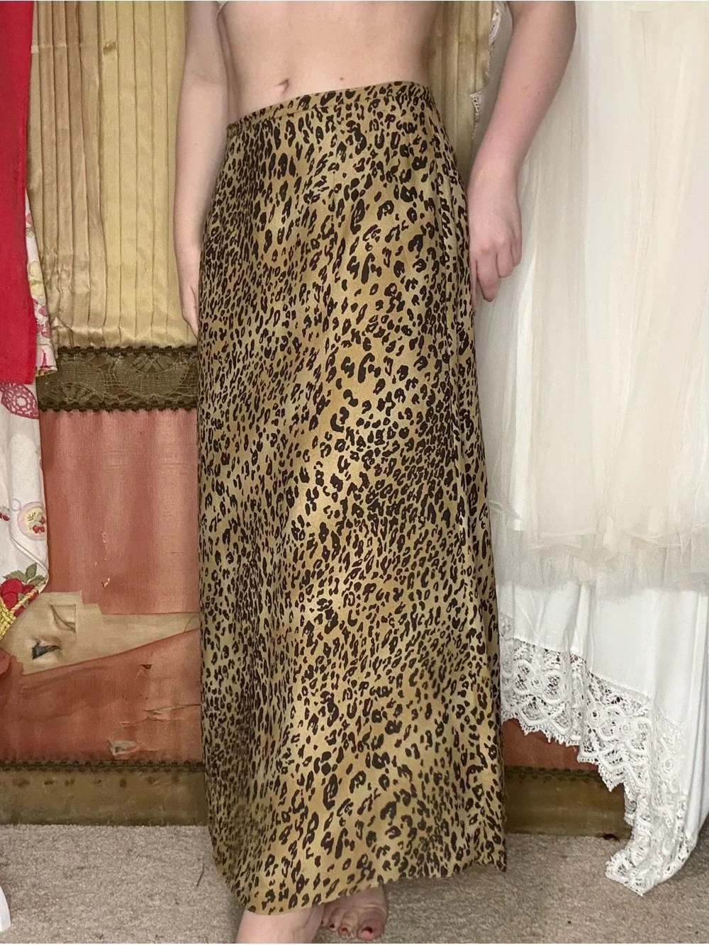 Valerie Stevens | Skirts | Vintage 9s Silk Valerie Stevens Leopardprint ...